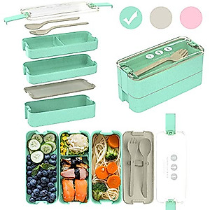 Edtsy Bento box for kids and adults with Dividers 1100 ml - Leakproof lunchbox with utensils - Lunch Solution Offers Durable, Leak-Proof, On-the-Go Meal and Snack Packing (Green)