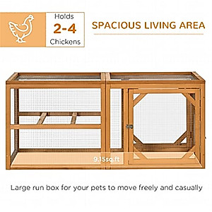 ZSEDP 55" Wooden Chicken Cages, Large Chicken Run with Combinable Design, Poultry Pen, Orange
