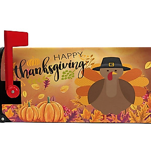 Happy Thanksgiving Day Turkey Pumpkin Magnetic Mailbox Cover Maple Leaves Sunflower Autumn Fall Harvest Welcome Mail Box Covers Letter Post Oversized 18 X 21