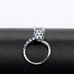 Uloveido Rhodium Plated Simulated Diamond Solitaire Wedding Promise Ring Cubic Zirconia Twist Wrap Rings Gifts for Women Mother (Size 7) Y191