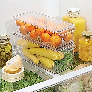 iDesign Plastic Refrigerator and Freezer Storage Bin with Lid, BPA-Free Organizer for Kitchen, Garage, Basement, 6" x 6" x 14.5", Clear