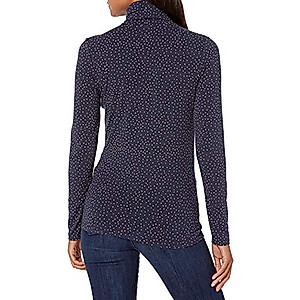 Amazon Essentials Women's Long-Sleeve Turtleneck (Available in Plus Size), Camel Navy Dots, Medium