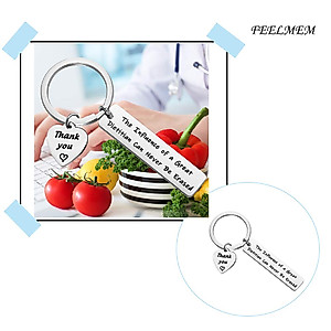 FEELMEM Dietitian Gift Nutrionist Gift Dietitian Appreciation Keychain The Influence of a Great Dietitian Can Never Be Erased Jewelry for Registered Dietitian Dietician (silver)