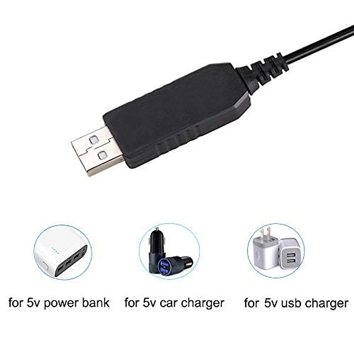 DC 5V to DC 12V USB Voltage Step Up Converter Cable, Power Supply Adapter Cable with DC Jack 5.5 x 2.5mm or 5.5 x 2.1mm, USB 5V to DC 12V Cable - 5ft