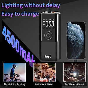 Tire Inflator Portable Air Compressor with Digital Pressure Gauge, 12V Smart Air Pump for Car Tires, Motorcycle, SUV, Electric Bike, Bicycle, Sports Balls with 4500mAh Battery & LED Light