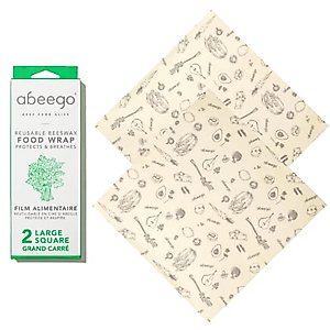 Abeego, The Original Beeswax Food Storage Wrap - Set of Two 13" Natural Square Sheets