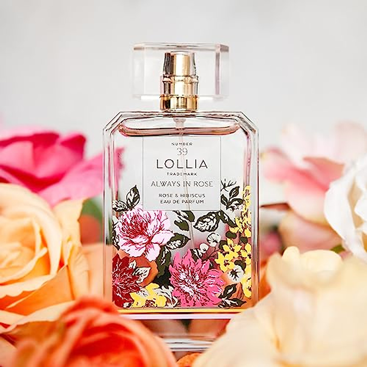 LOLLIA Always in Rose Eau de Parfum, 3.4 fl. oz. - Rose & Hibiscus – Beautifully Captivating Perfume, Women’s Perfume, Eau de Parfum Spray for Women, Women’s Fragrance