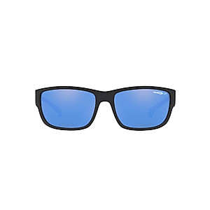 ARNETTE Unisex Sunglasses Matte Black Frame, Blue Lenses, 62MM