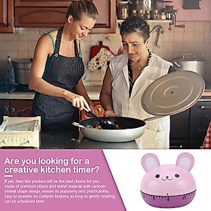 Hemoton Bunny Kitchen Timer Cartoon Animal Clock Alarm Cooking Ring Mechanical Counter Wind Up Timer Time Management Tool for Classroom or Meeting Countdown