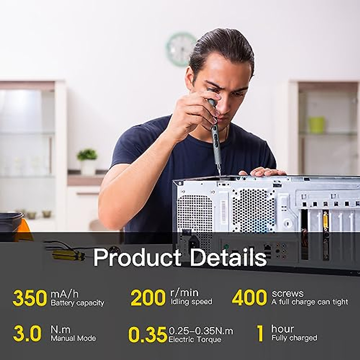 58 in 1 Electric Screwdriver Set, UF-TOOLS Rechargeable Cordless Screwdriver Kit, Precision Repair Tool Kit with 50 Bits, LED Lights, Charging Cable, Carrying Case, for Watches, Phones, Glasses