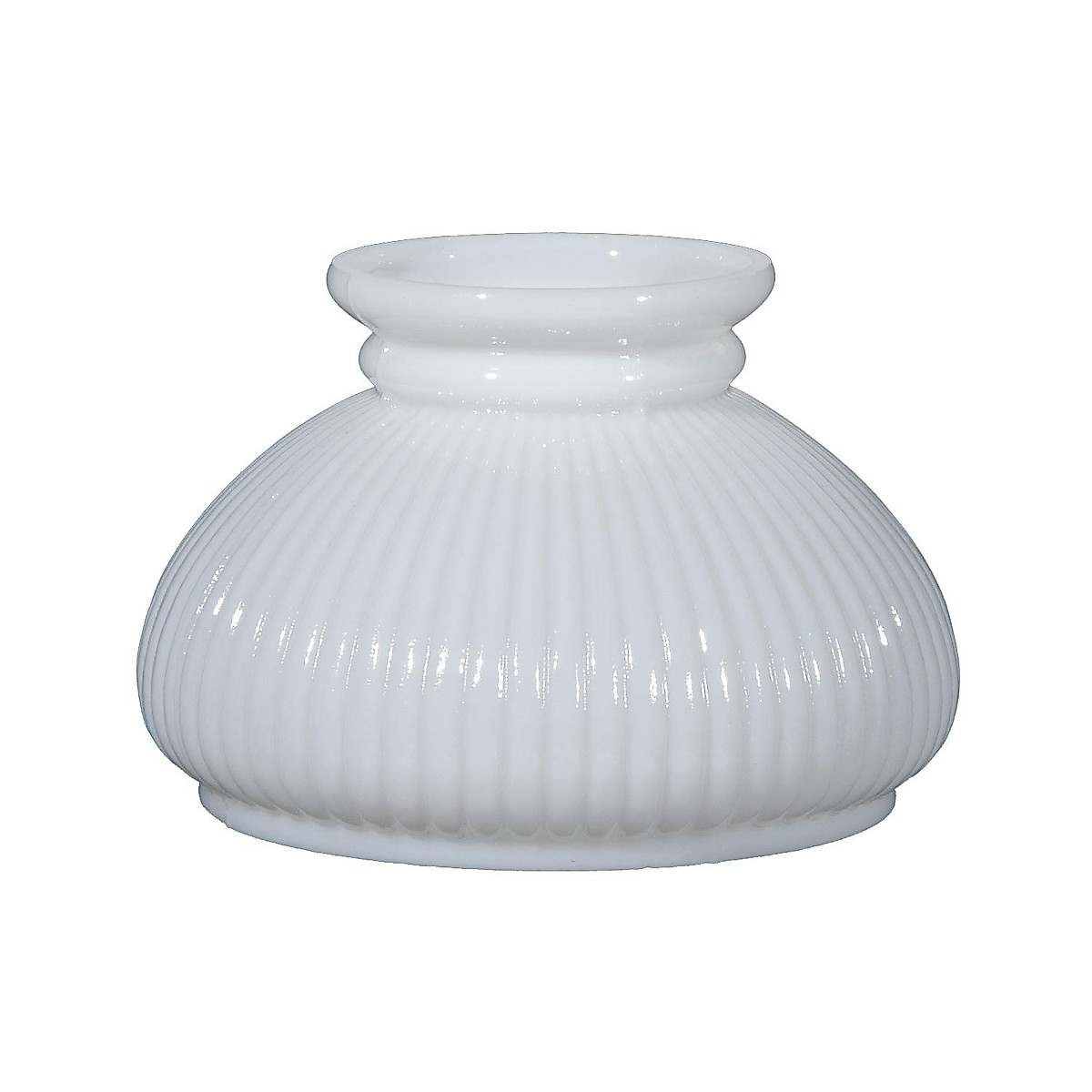 B&P Lamp® 7Inch Student Shade with Ribbed Design and White Over Clear Cased Glass for Vintage and Antique Style Table Lamps and Sconces