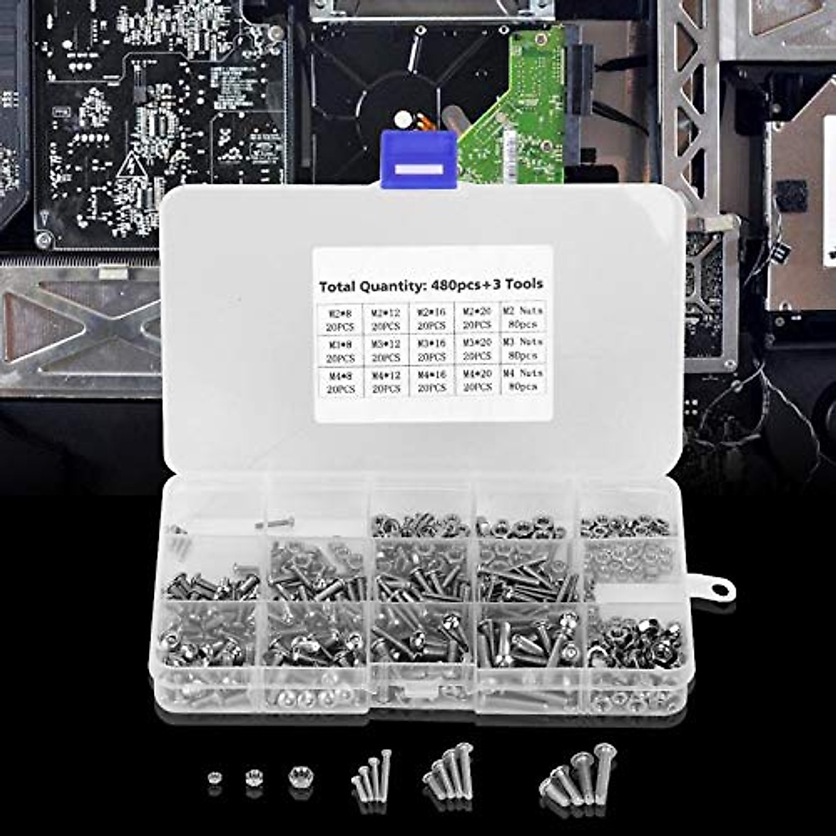 Screw 480pcs M2M3M4 Machine Screws Set Fasteners for Laptop/Hard Disk/Keyboard/Phone/PC