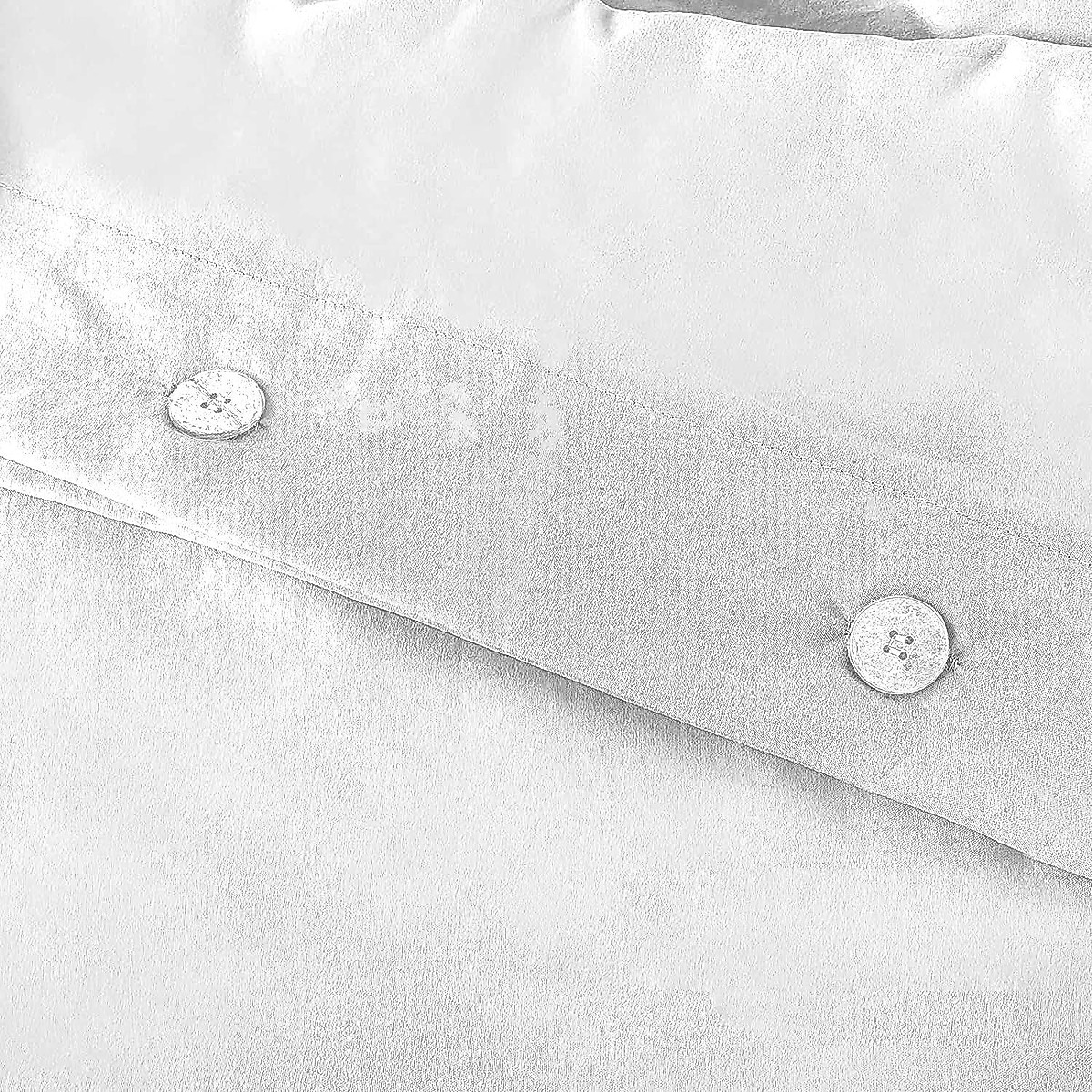 5 Piece Button Closure Duvet Cover Set with White Buttons, Soft & Easy Care Bedding Comforter Cover with Ties (Full/Queen Size White Color) 100% Egyptian Cotton 1000 TC