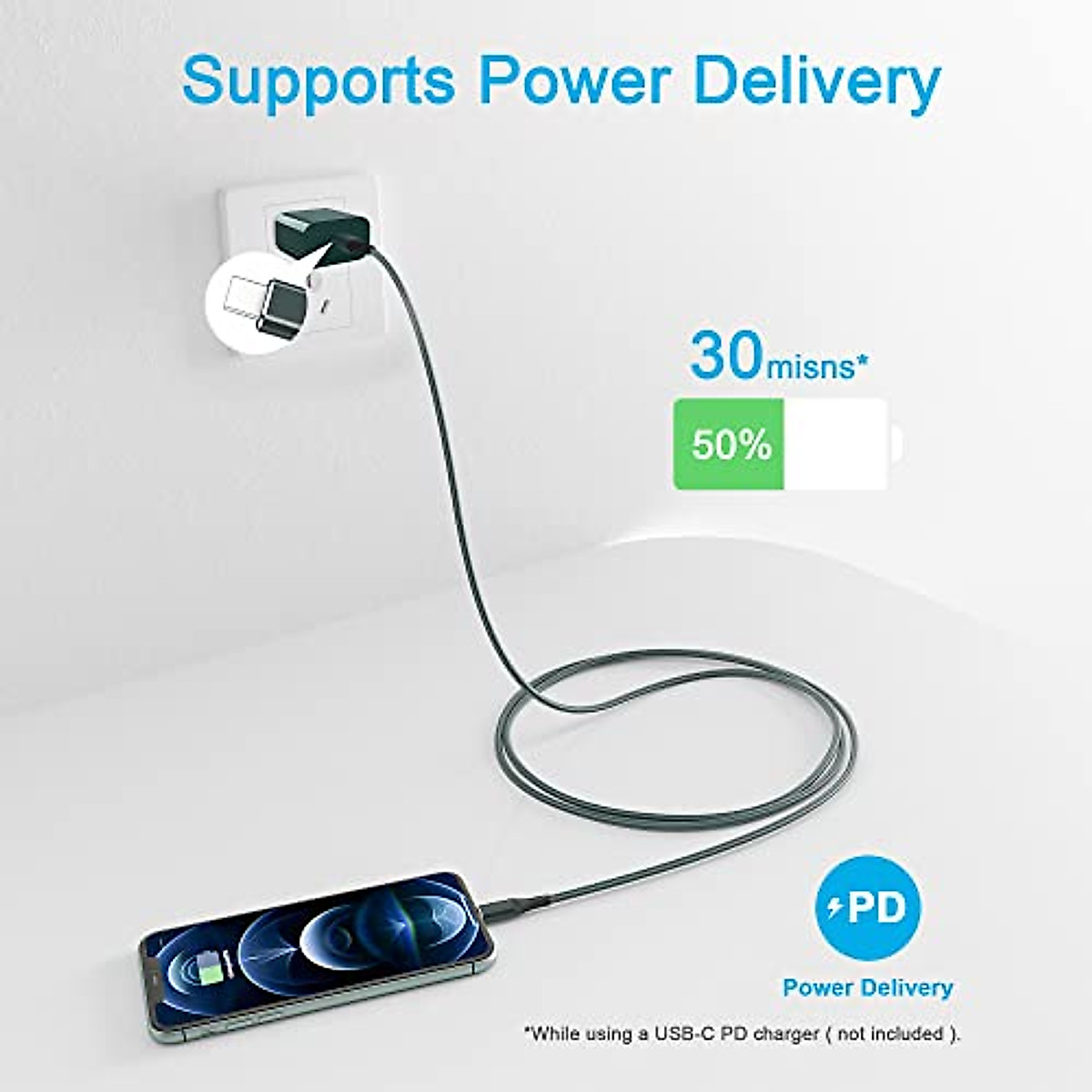 [Apple MFi Certified] iPhone 13 12 11 Charger,2-Pack 20W PD USB C Wall Charger with 10FT Type C to Lightning Cable,iPhone Charger Fast Charging Compatible with iPhone 13 12 11 Pro Max iPad/Airpods