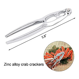 HOMOKUS Seafood Tools 21 Pcs Nut Crab Crackers Set including 6 Crab Leg Crackers, 6 Lobster Shell Forks, 6 Crab Leg Forks 2 Seafood Scissors & Storage Bag