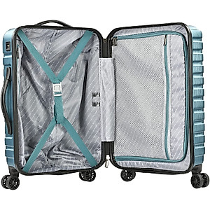 MACNAS Boren Polycarbonate Hardside Rugged Travel Suitcase Luggage with 8 Spinner Wheels, Aluminum Handle, Teal, Carry-on 22-Inch, USB Port