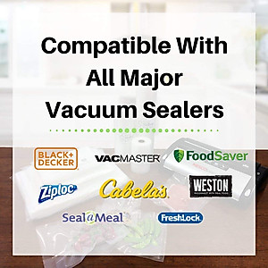 FoodVacBags Black and Clear 11" x 50' & 8" x 50' Combo Vacuum Sealer Rolls, BPA Free, Great for Display