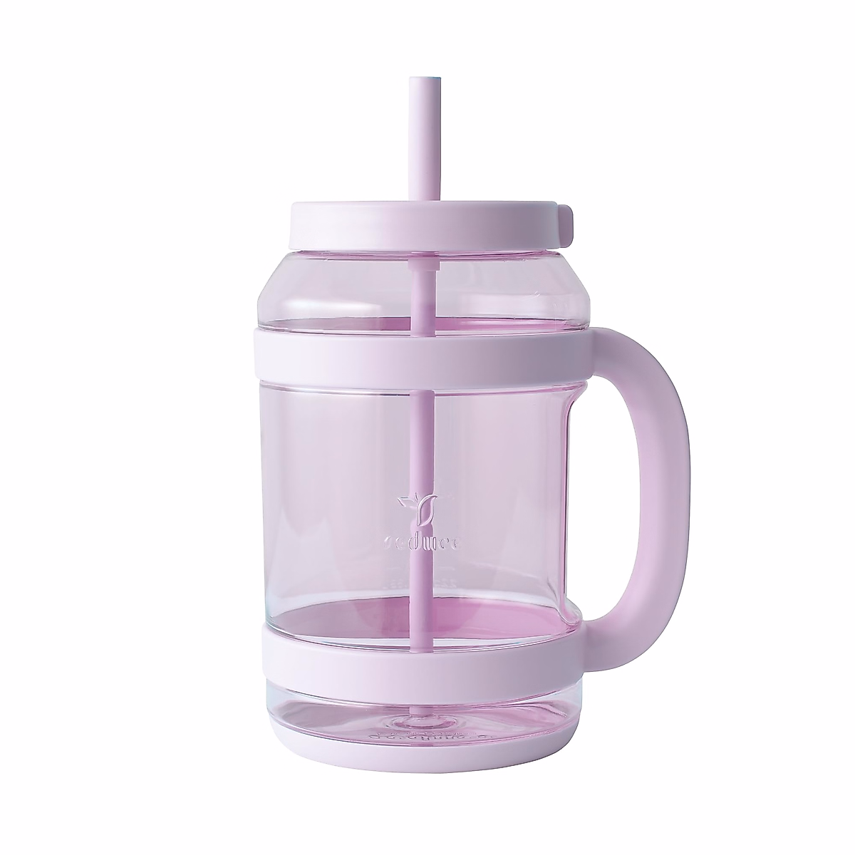 Reduce WaterDay 80 oz Water Jug with Time/Ounce Markings - Spill-Proof Straw, Durable Tritan - Big Water Bottle for Daily Hydration - Dishwasher Safe, Clear & Easy to Clean, Lilac Bud