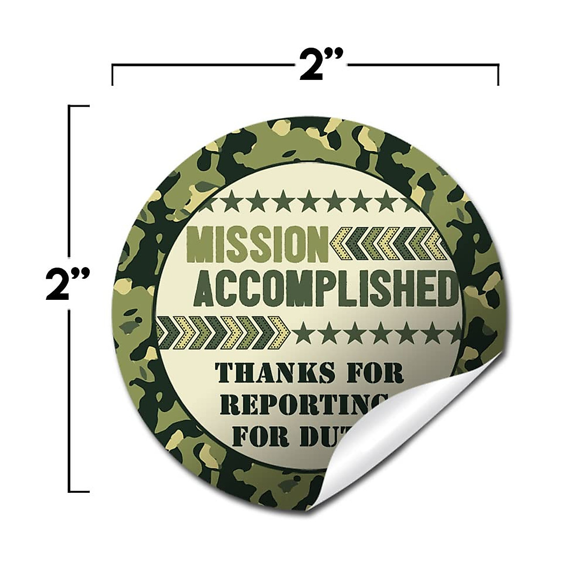 Ten Hut! Army Camouflage Birthday Thank You Sticker Labels for Kids, 40 2" Party Circle Stickers by AmandaCreation, Great for Party Favors, Envelope Seals & Goodie Bags