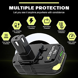 3000mAh 18V P102 P108 Li-ion Replacement Battery for Ryobi 18 Volt Battery Lithium-ion Plus Battery Max P102 P108 P103 P105 P107 P109 P104 Compatible with Ryobi 18Volt Power Cordless Tools (2 PACK)