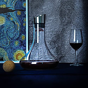 Wine Decanter, Built-in Aerator Pourer, Wine Carafe Red Wine Decanter,100% Lead-free Crystal Glass Wine Aerator, Wine Decanter with Cork Stopper, Wine Gift, Wine Accessories, 50 oz Capacity