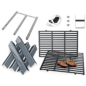 Hisencn 7636 Flavorizer Bars, 69787 Burner Tube Set, 7638 Cooking Grates for Weber Spirit I & II 300 Series, Spirit E310 S310 E320 S320 E330 S330, 15.3" Flavorizer Bars 18" Burner 17.5" Grates