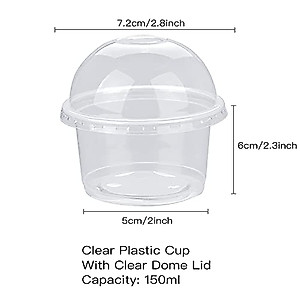 Dessert Cups Clear Plastic Cups,50 Pack Dessert Cups Clear Plastic Cups with Dome Lids,Party Cups Fruit Cups Snack Bowls for Iced Cold Drinks Ice Cream Cupcake Parfait (5 OZ)