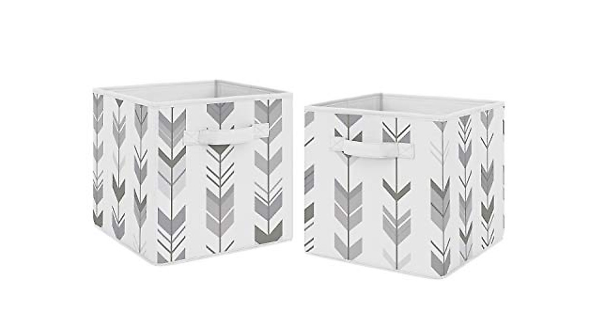 Stylish Grey & White Storage Bins - Set of 2