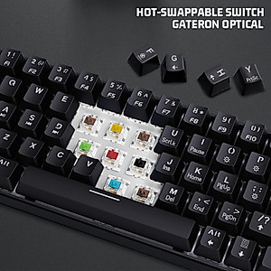 targeal 60% Mechanical Gaming Keyboard - 61 Keys Gateron Red Switch Quiet Office Computer Keyboard - Multi Color RGB Rainbow Led Backlit - Programmable for PC/Windows/Mac/Gamer - USB Wired - Black