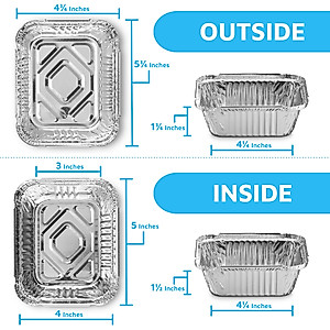 MontoPack Disposable Takeout Pans with Clear Lids | 1lb Capacity Aluminum Foil Food Drip Containers with Strong Seal for Freshness & Spill Resistance | Earth, Eco-Friendly & Recyclable 100Pack 5x4”