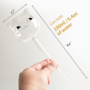 KiKiHeim Plant Watering Globes Glass Self Watering Globes, Hand Blown Clear Plant Watering Devices for Vacation, Water Bulbs Gifts for Plant Lovers, 3 Cats