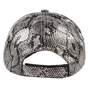 LABANCA Unisex Snakeskin Baseball Cap PU Leather Casual Trucker Baseball Cap Hat, Silver