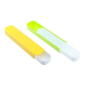 MY MIRONEY 4PCS Portable Tableware Storage Box Plastic Tableware Storage Case Reusable Office Lunch Flatware Box with Sliding Lid, Pink, Blue, Green, Yellow