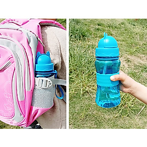 Ecteco Water Bottle for Kids Toddlers Children with Straw Strap 12OZ Leak Proof BPA Free Tritan Drink Bottles for Boys Girls School Students, Cute Lightweight Sturdy Anti-skid