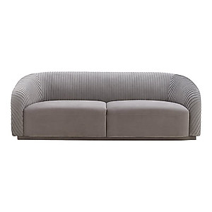TOV Furniture Yara 31.3" H Transitional Velvet Upholstered Sofa in Pleated Gray