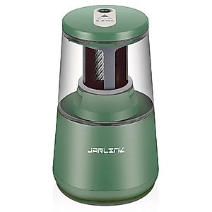 JARLINK Electric Pencil Sharpener, Heavy-Duty Helical Blade to Fast Sharpen, Auto Stop for No.2/Colored Pencils(6-8mm), USB/Battery Operated in School Classroom/Office/Home (Green)