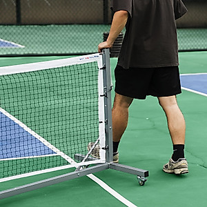 A11N Sports Pro Pickleball Net with Wheels and Hand Winch, Tournament Regulation Size, Anti-Sag Design, Perfect for Outdoor Court & Indoor Gym Floor