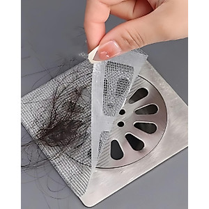 Disposable Shower Drain Hair Catcher, Shower Drain Mesh Stickers, Floor Drain Sticker, Sewer Hair Blocking Stickers Hair Strainer for Bathroom, Laundry, Bathtub, Kitchen, Sink. 30 PCS.
