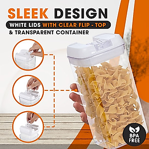 Cheer Collection Airtight Food Storage Containers for Kitchen Organization - Set of 6 Identical 42oz Pantry Organizer Storage Bins with Lids - BPA Free with Markers and 24 Reusable Labels – White