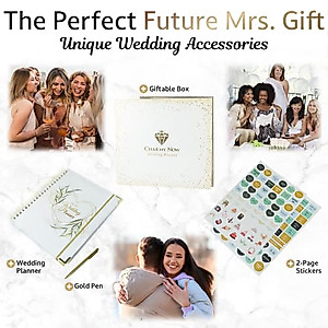 Wedding Planner Book and Organizer For The Bride - Gold Kit with Stickers, Pen & Gift Box | Future Mrs Gifts Wedding Planning Book | Engagement Gifts for Women | Bride To Be Gifts for Her