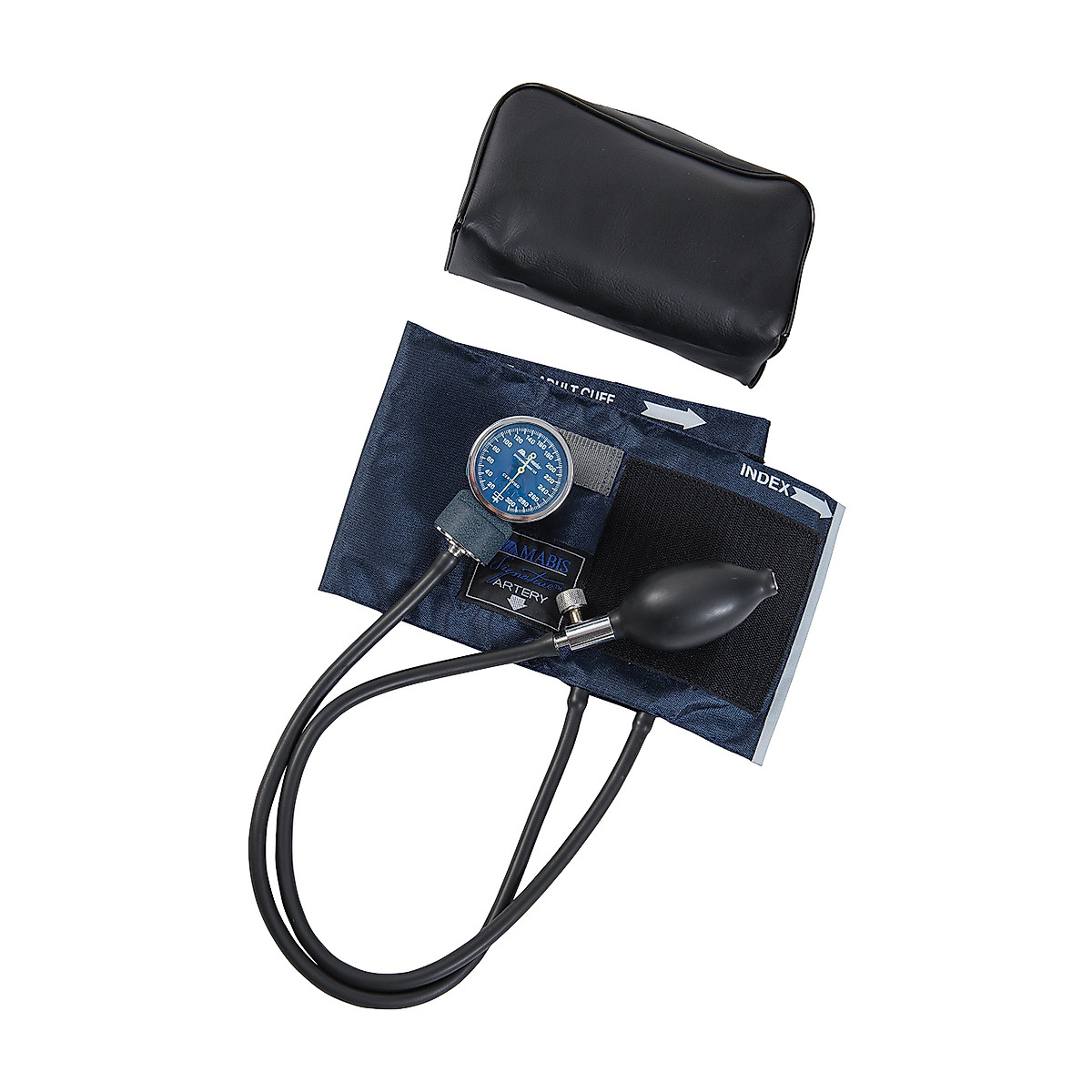MABIS Aneroid Sphygmomanometer Blood Pressure Gauge Large Adult Cuff for Home Use, Blue