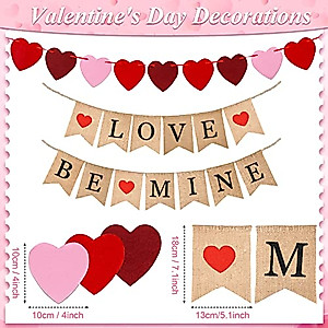 6 Pieces St. Patrick's Day Lucky Burlap Banner and Love Heart Banner Bunting Garland for Party Home Valentine's Day Anniversary Decoration