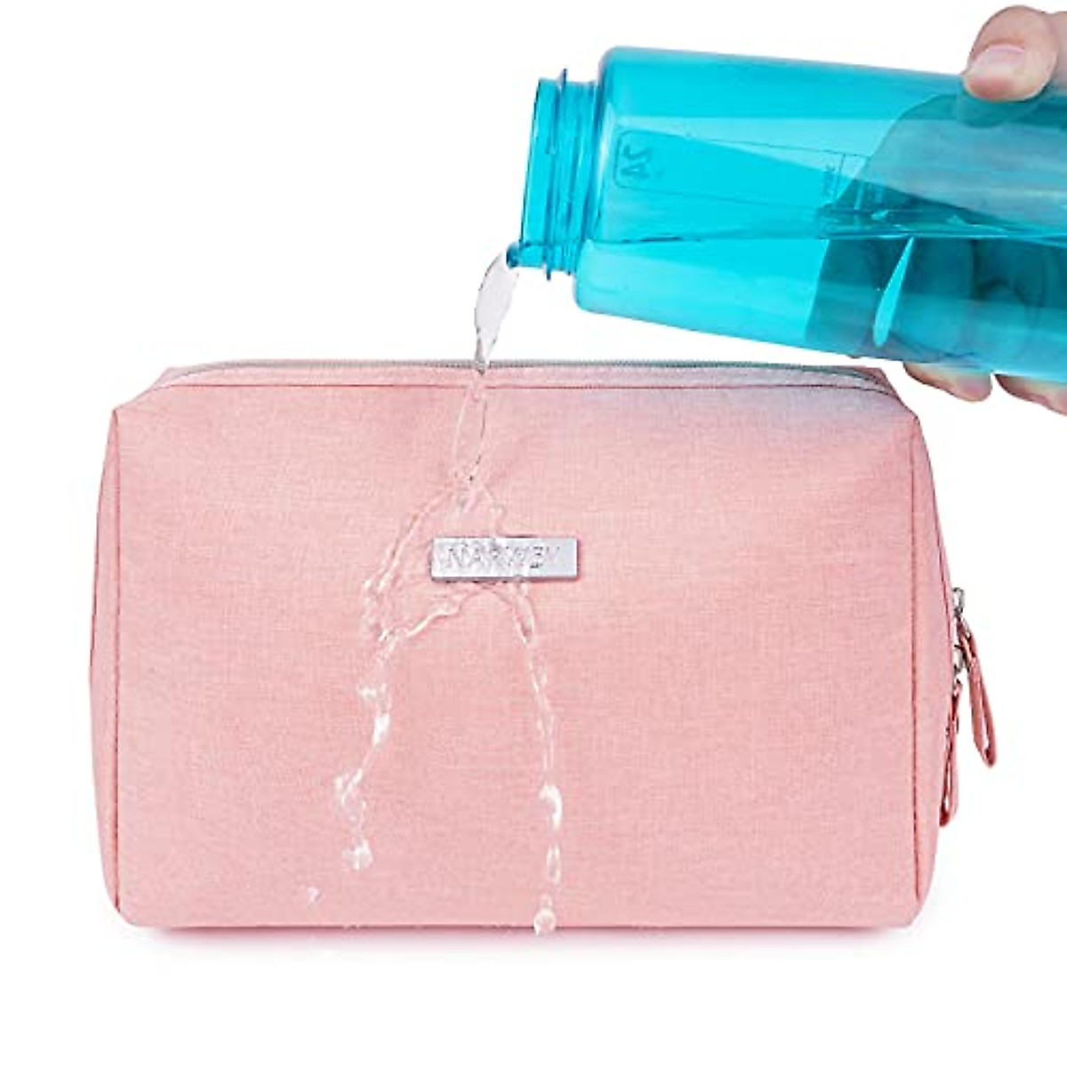 Large Makeup Bag Zipper Pouch Travel Cosmetic Organizer for Women (Large, Pink)
