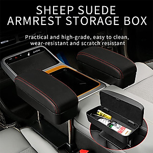 AOWIS Car Console Armrest Box Arm Rest Height Adjustable Comfort Elbow Pad Universal (Black Blue)