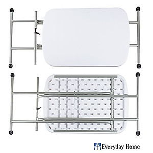 Everyday Home Folding Table - Lightweight Portable Folding Desk - Small Plastic Table for TV Tray, Playing Cards, and Craft Room (White)