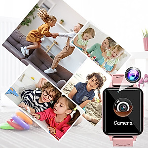 Kids Smart Watch for Girls Boys - Smart Watch for Kids Watches for 4-12 Years with 17 Puzzle Games Alarm Clock Music Player Camera Calculator Torch Children Learning Toys Teens Birthday Gifts (Pink)