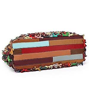 Segater Women Random Multicolor Handbag Leaf Splicing Shoulder Bag Colorful Shopper Satchel Purses