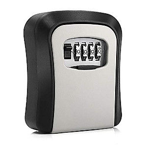 Key Lock Box, Combination Lock Box Wall Mounted Waterproof Key Storage Lock Box for Outdoor & Indoor 5 Keys Capacity Re-Settable Code