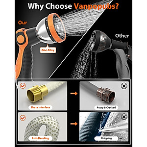 Vanpopubs Retractable Garden Hose Reel,1/2 in x 100 ft Hose Reel Auto Rewind, Any Length Lock/Wall Mounted/180°Swivel Bracket,with 10 Function Sprayer Nozzle