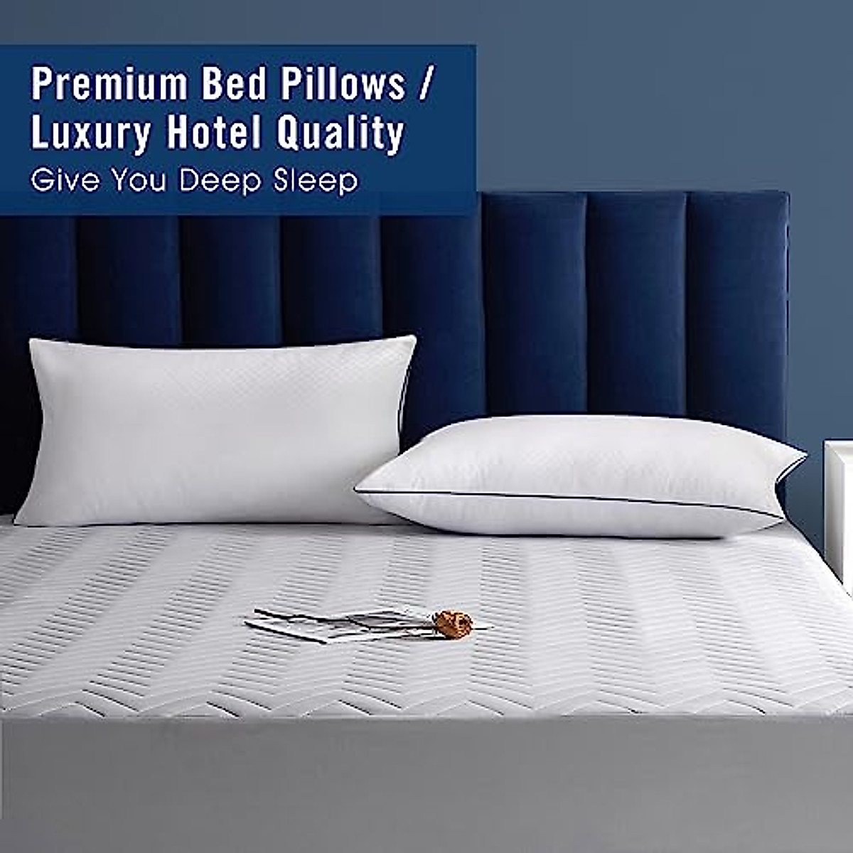 Piwaal Bed Pillows for Sleeping 2 Pack, King Size Pillows Set of 2,Down Alternative Filling, Pillow for Back, Stomach or Side Sleepers Black